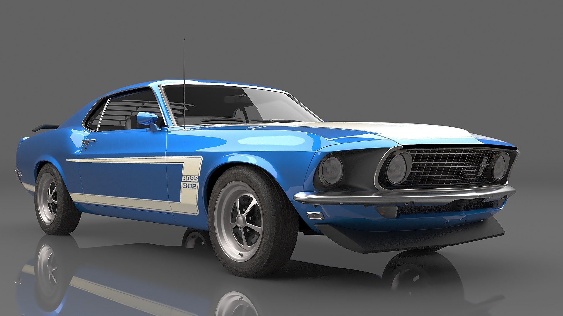 1969 Ford Mustang Boss 302 MkI Model - TurboSquid 2216288