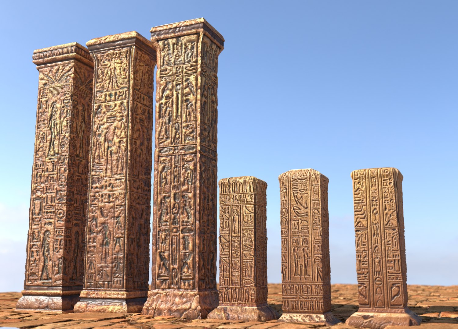 3D Egyptian Pillars Pack Model - TurboSquid 2192401