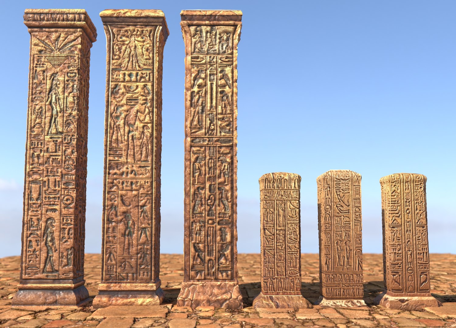 3D Egyptian Pillars Pack Model - TurboSquid 2192401
