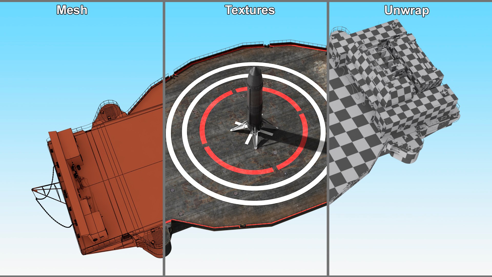 Autonomous Rocket Landing Ship And Orbital Rocket Model - TurboSquid ...