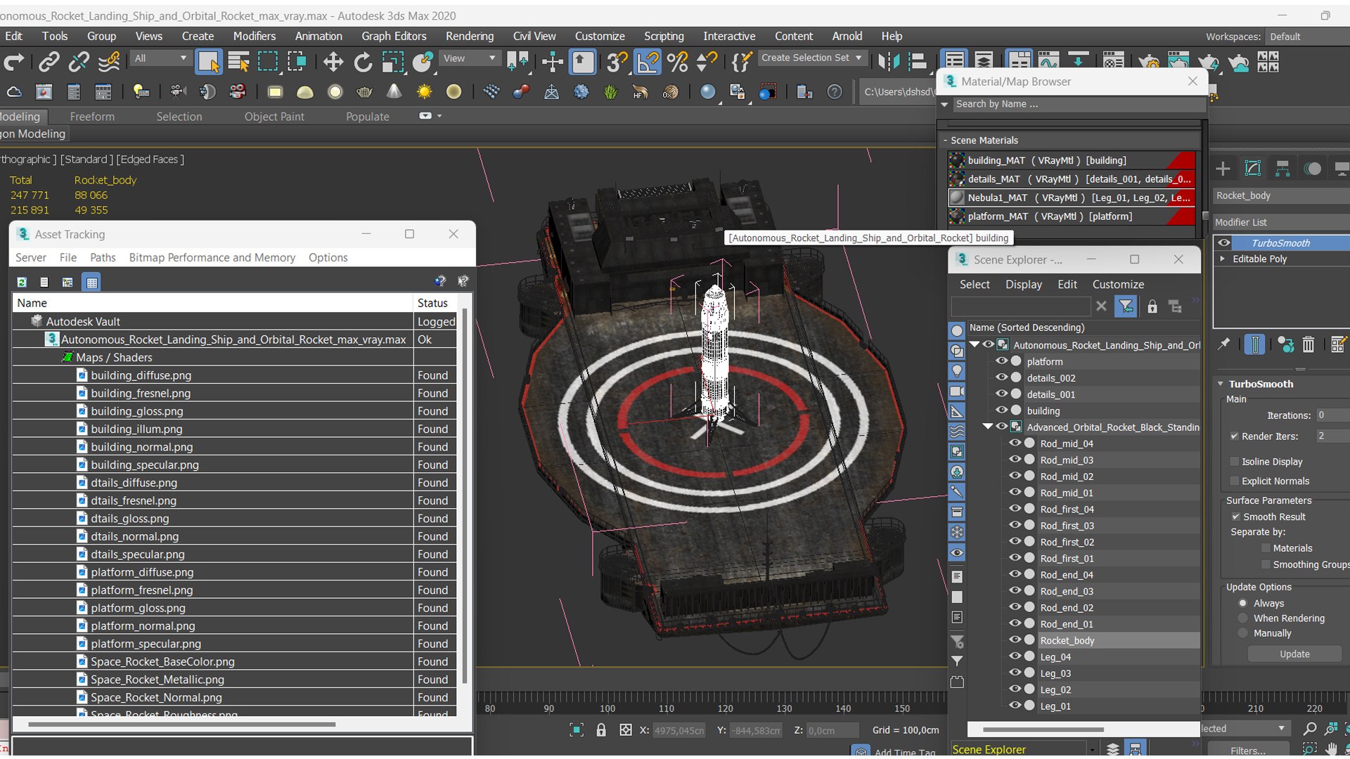 Autonomous Rocket Landing Ship And Orbital Rocket Model - TurboSquid ...