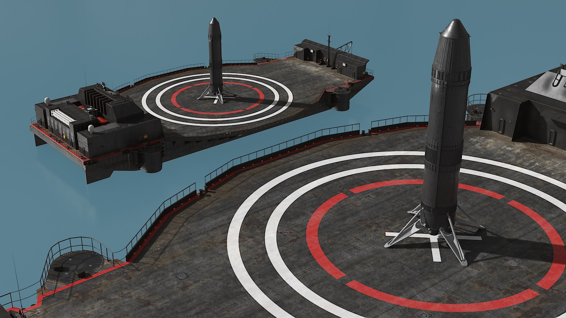 Autonomous Rocket Landing Ship And Orbital Rocket Model - TurboSquid ...