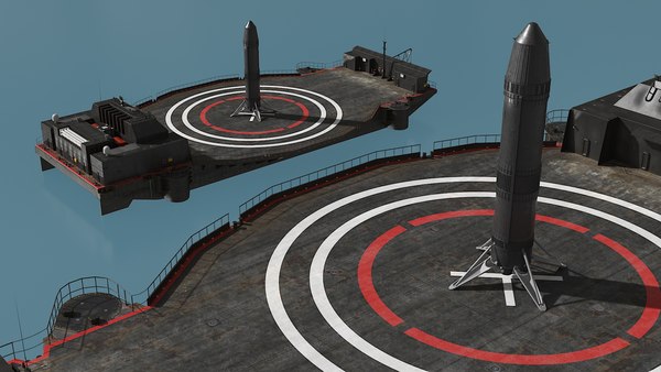 3d модель Автономный ракетный десантный корабль и орбитальная ракета Turbosquid 2329743