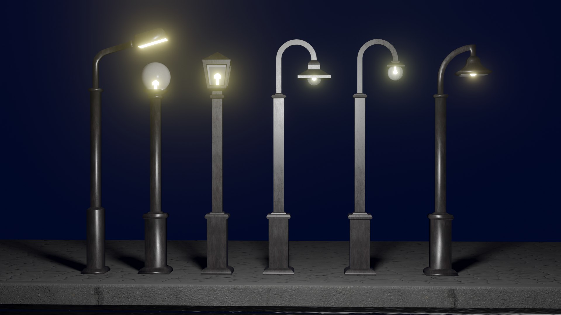 3D Low Poly Street Light Collection - TurboSquid 2116898