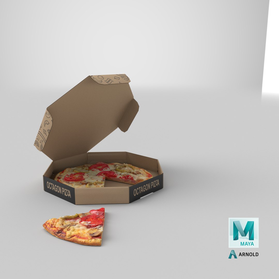 3D Pizza With Slice Cut In Craft Box - TurboSquid 2000265