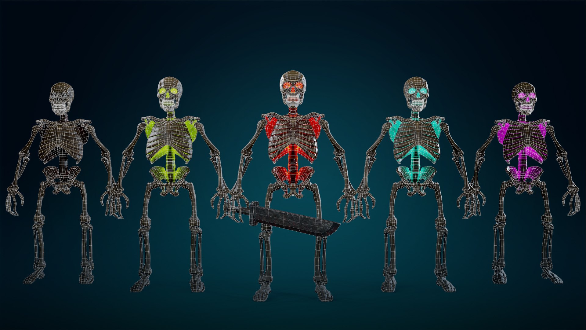 Skeleton Undead Warrior Ancient - Rigged - Animated - Lowpoly - Game ...
