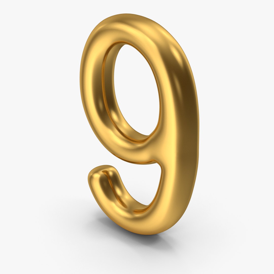 Number 9 Gold 3D model - TurboSquid 1866352