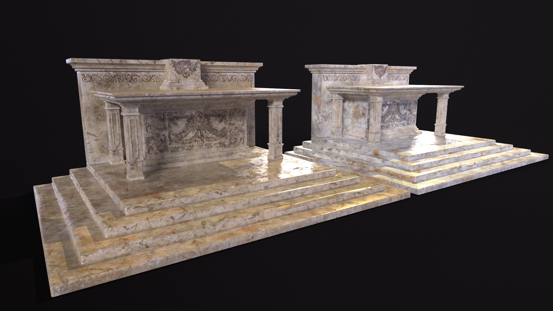 3D Carved Marble Altar - TurboSquid 2198337