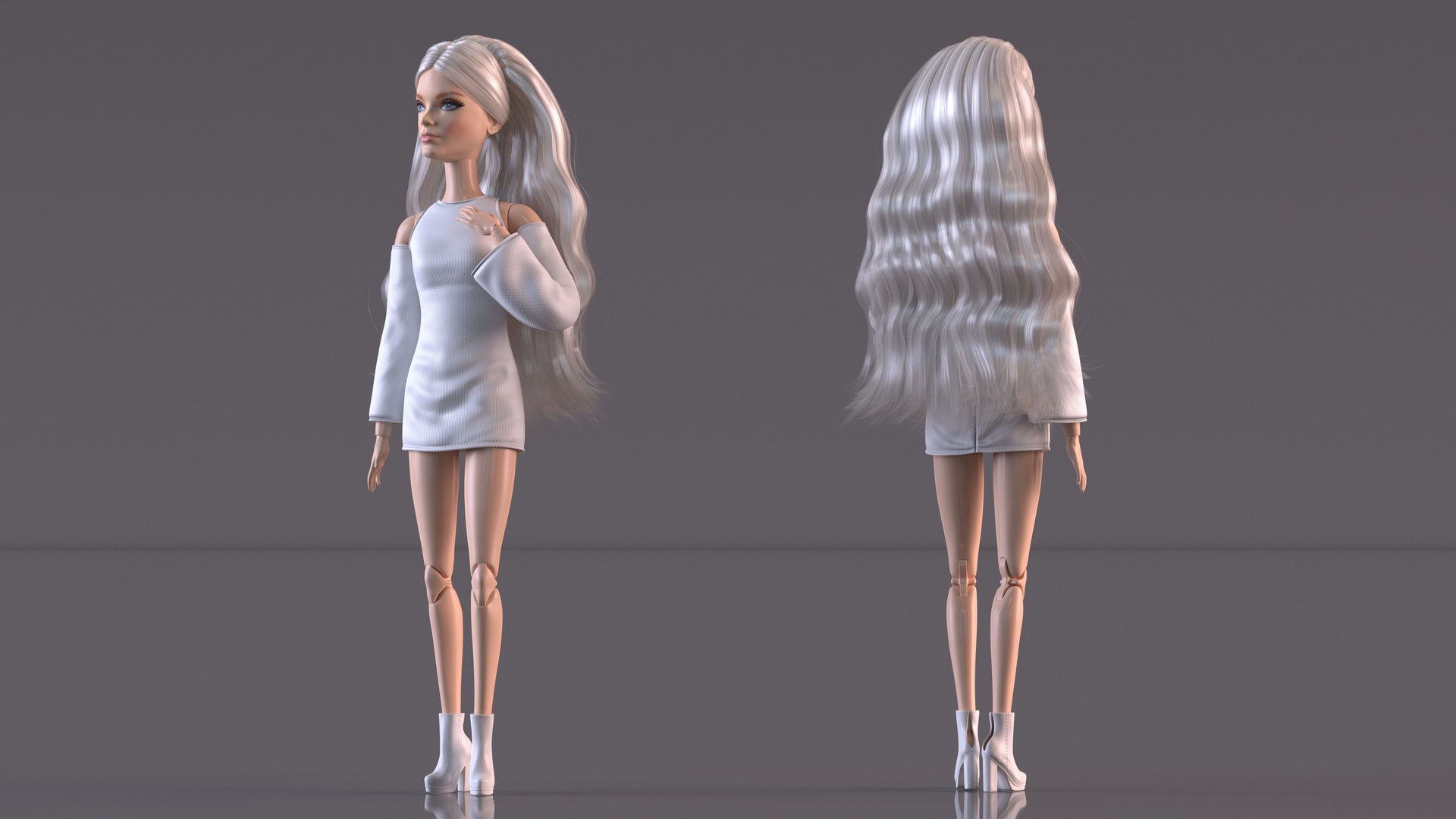 3d Barbie Doll With Long Hair Turbosquid 1988196