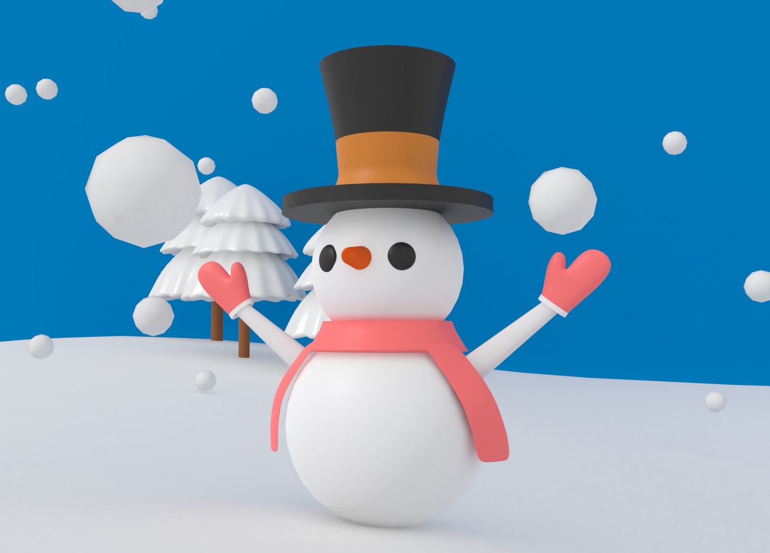 3D cartoon snowman model - TurboSquid 1626360
