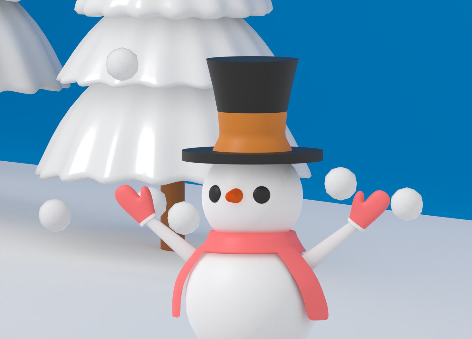 3D cartoon snowman model - TurboSquid 1626360