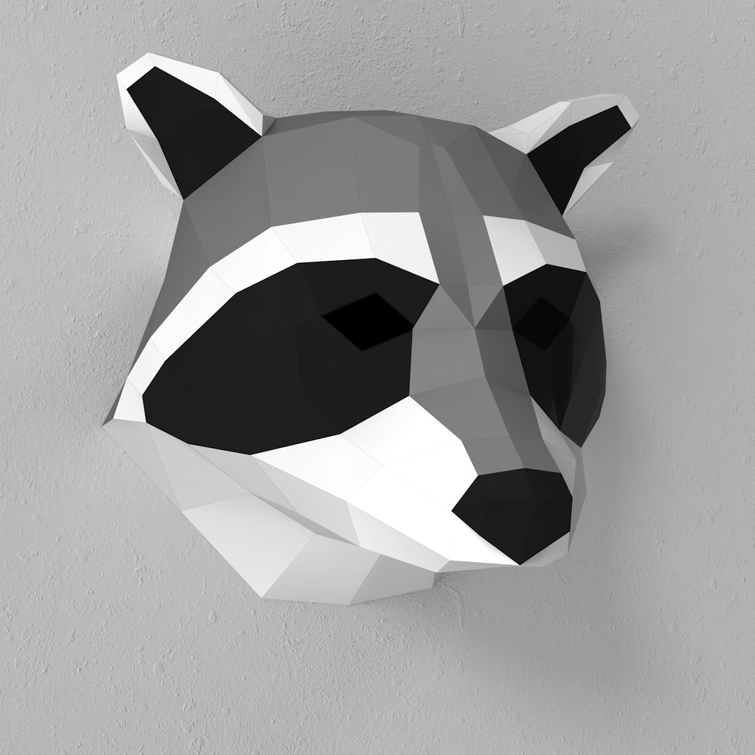 3d Model Of Paper Raccoon Head