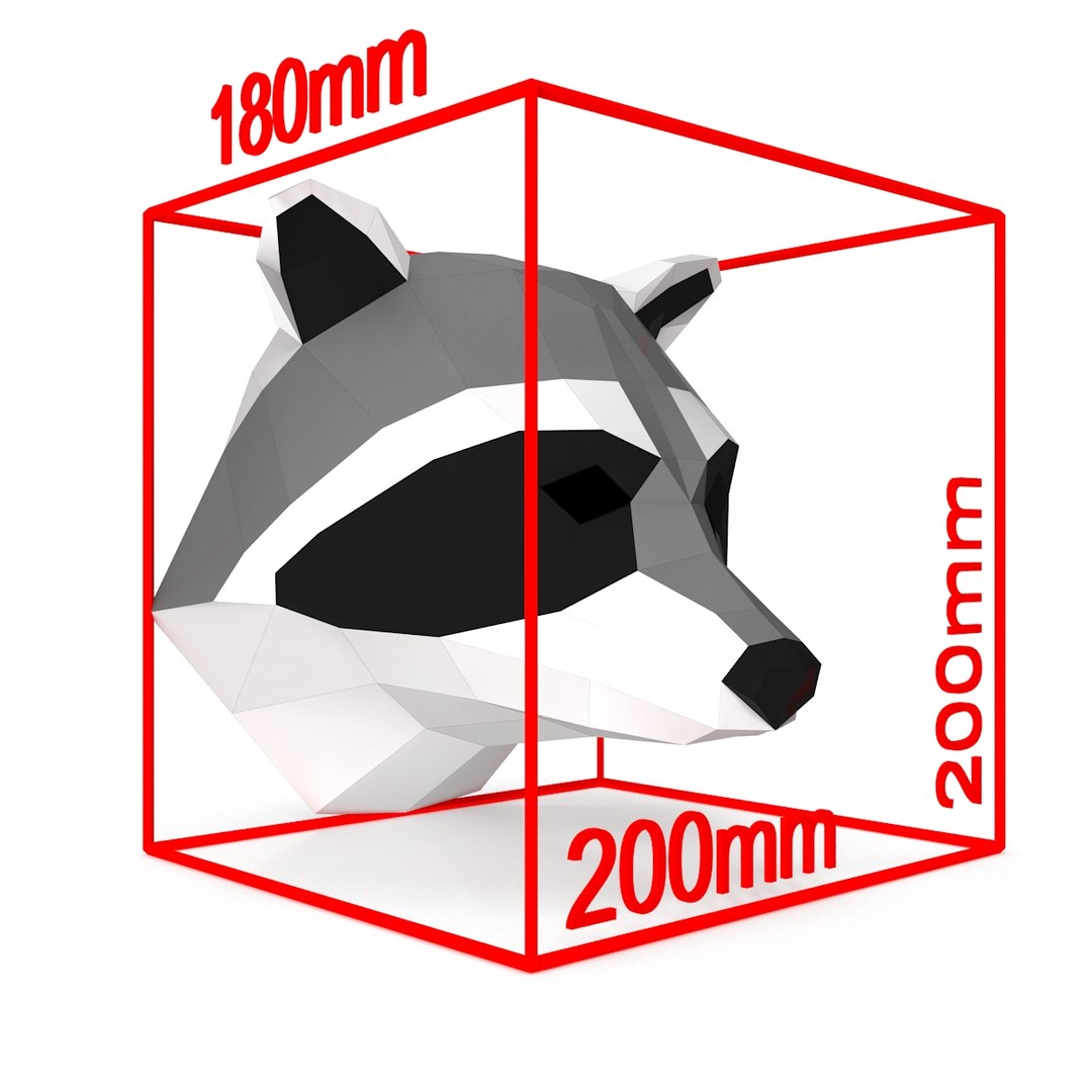 3d Model Of Paper Raccoon Head
