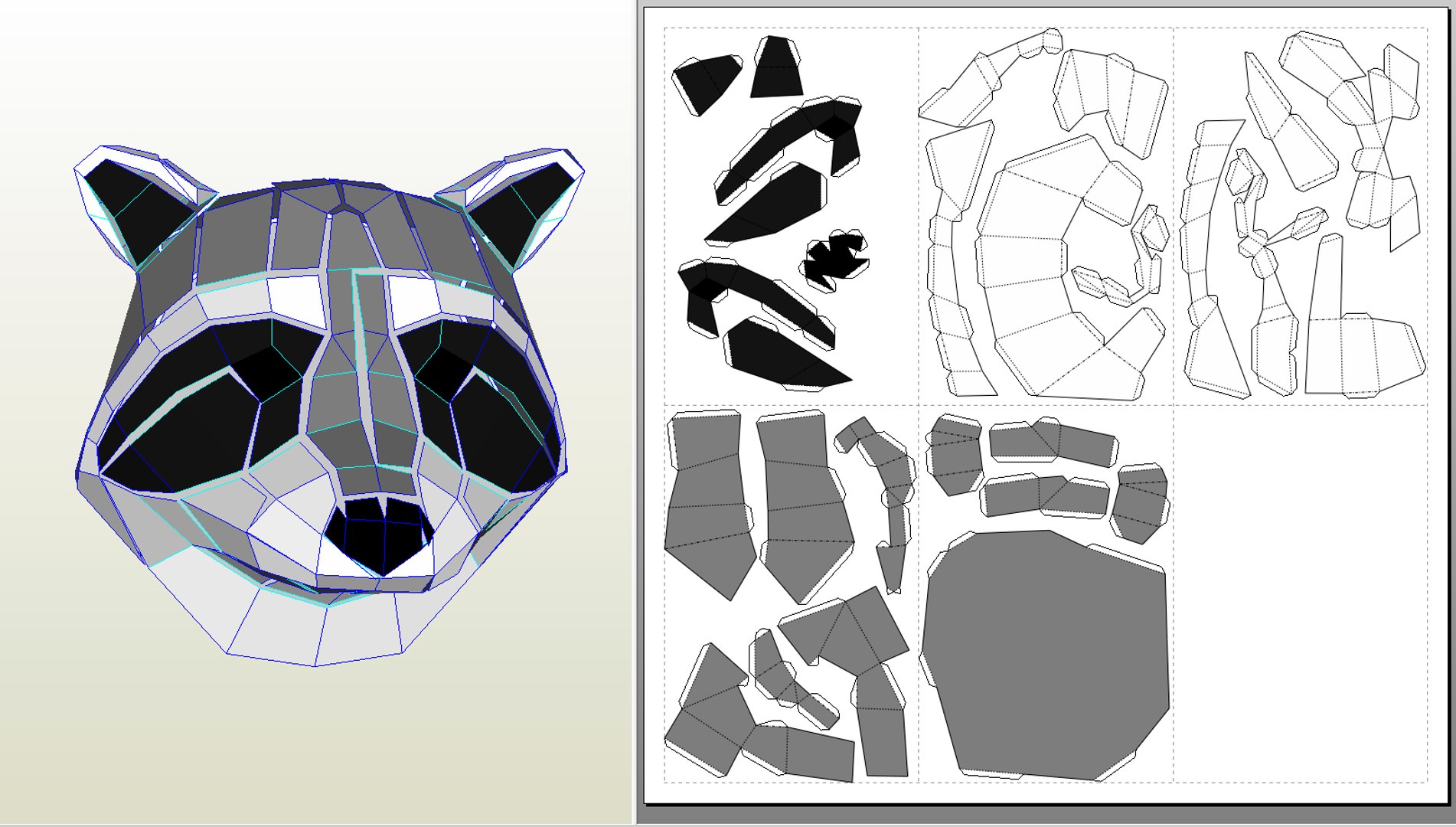3d Model Of Paper Raccoon Head