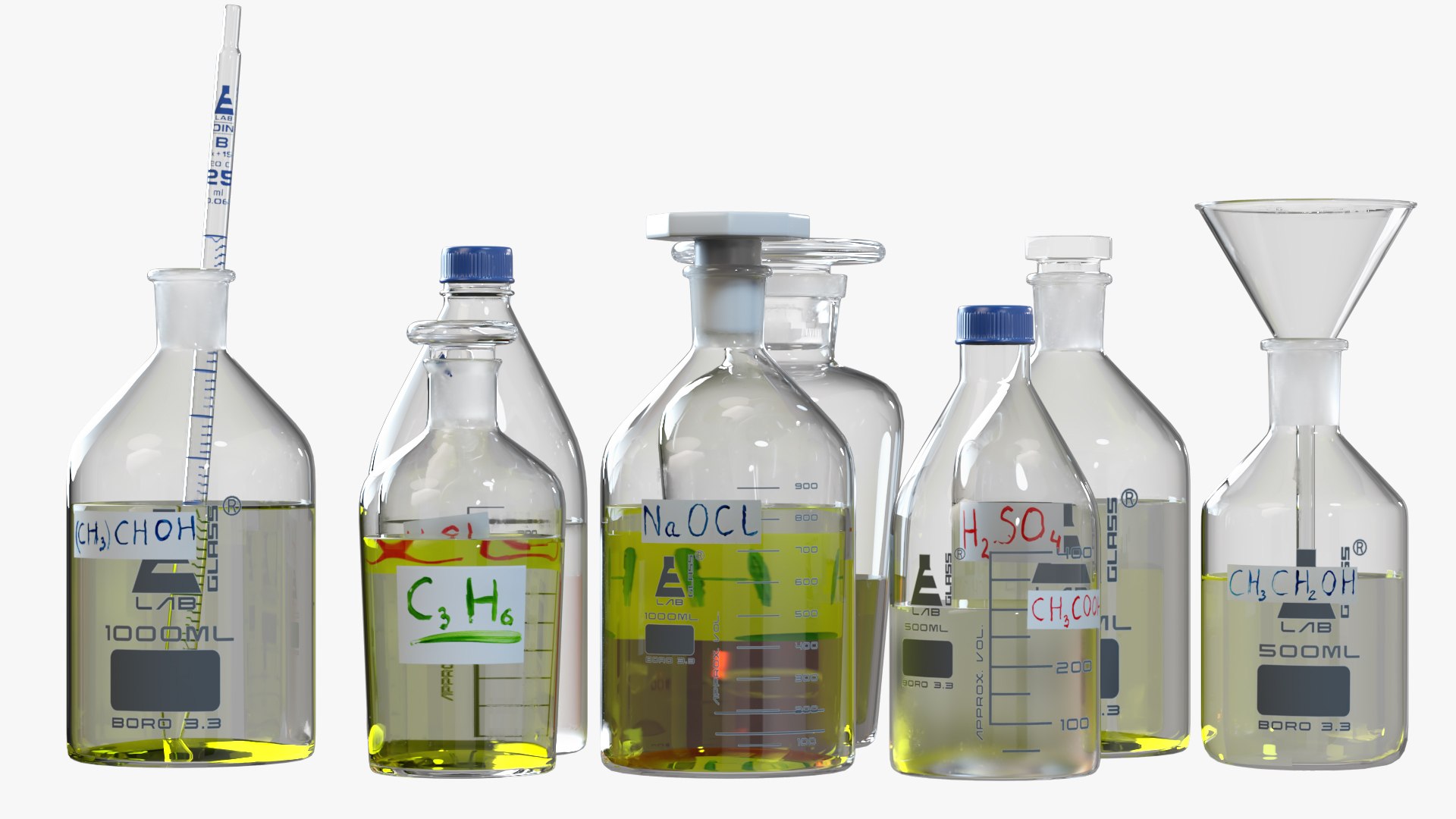 Lab Reagent Bottles 12 In 1 3D Model - TurboSquid 2421750