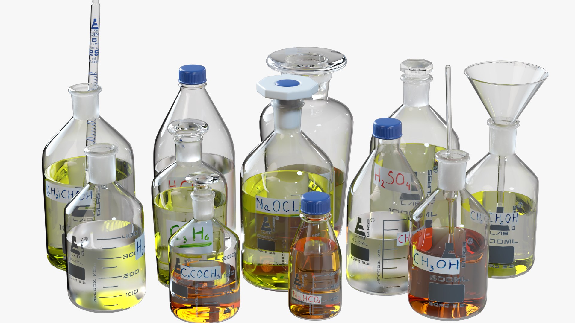 Lab Reagent Bottles 12 In 1 3D Model - TurboSquid 2421750