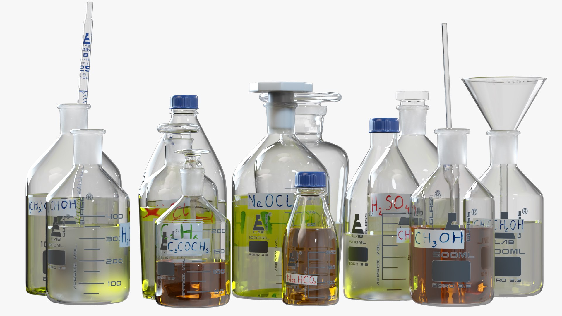 Lab Reagent Bottles 12 In 1 3D Model - TurboSquid 2421750