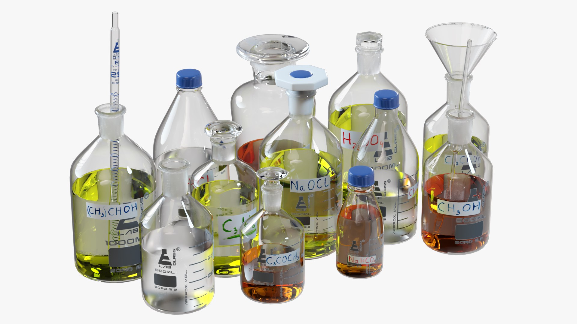 Lab Reagent Bottles 12 In 1 3D Model - TurboSquid 2421750