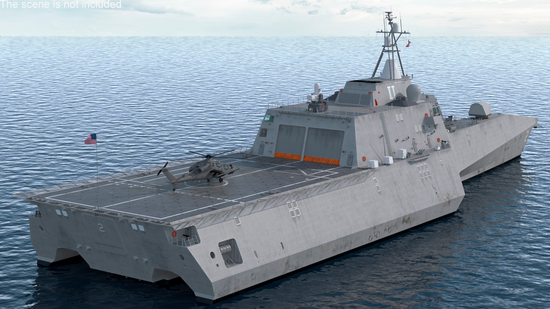 USS Independence LCS 2 with Combat Helicopter 3D model - TurboSquid 2136284