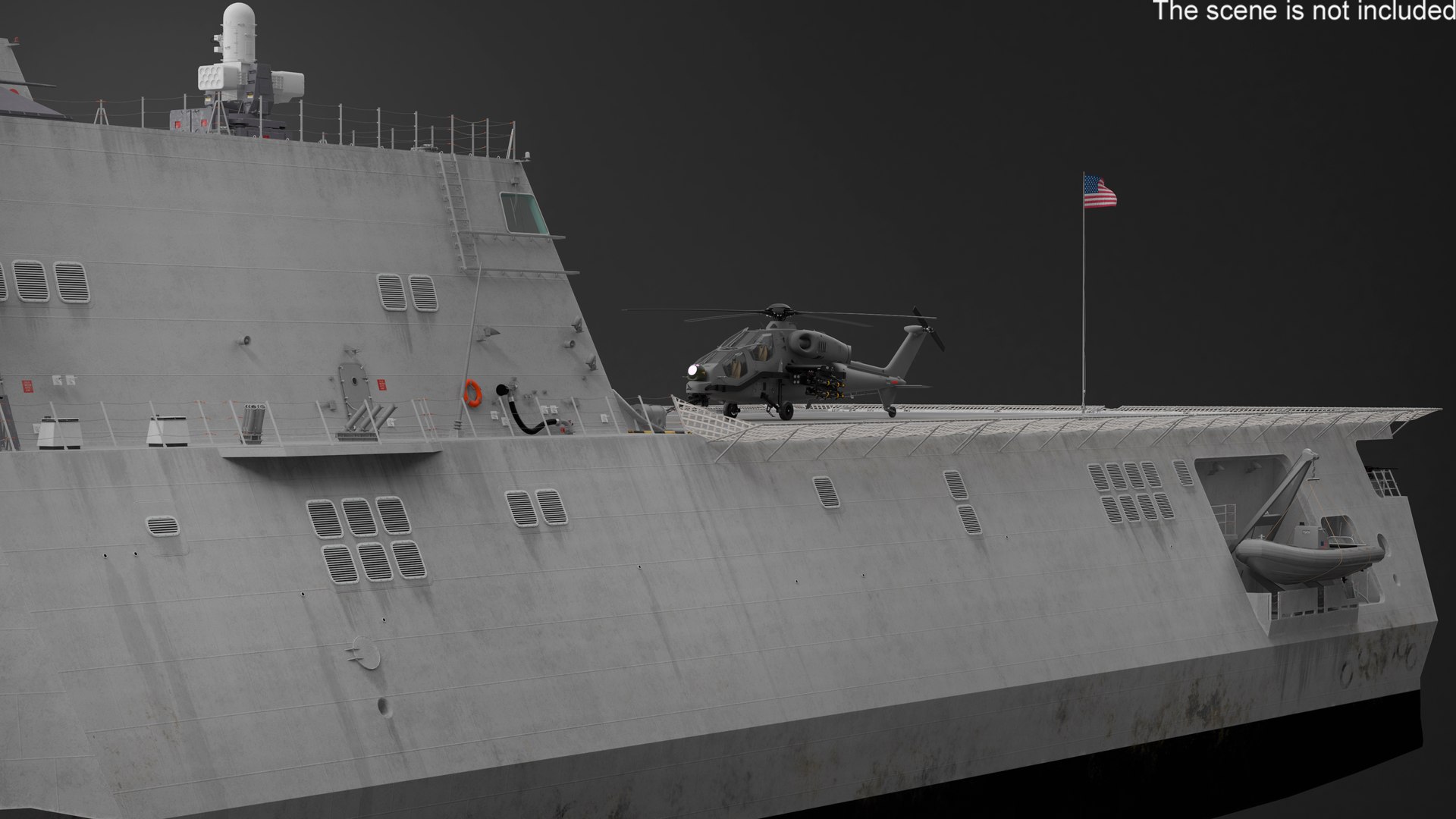 USS Independence LCS 2 with Combat Helicopter 3D model - TurboSquid 2136284