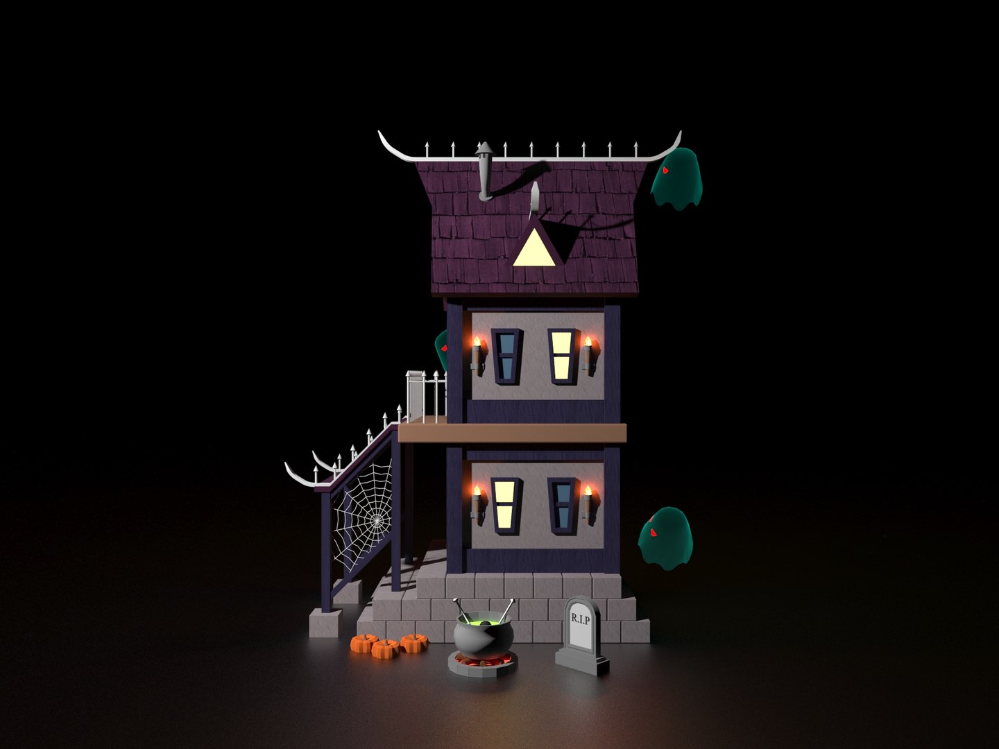 Cartoon Halloween Witchs House Low Poly 3D Model - TurboSquid 1972446