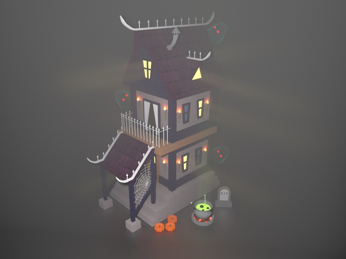 Cartoon Halloween Witchs House Low Poly 3D Model - TurboSquid 1972446