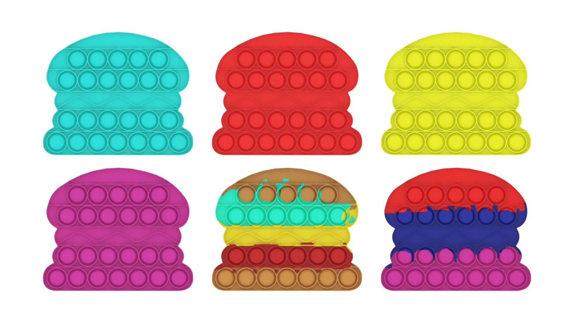 3D Burger Pop It Fidget Toys Set - TurboSquid 1792584
