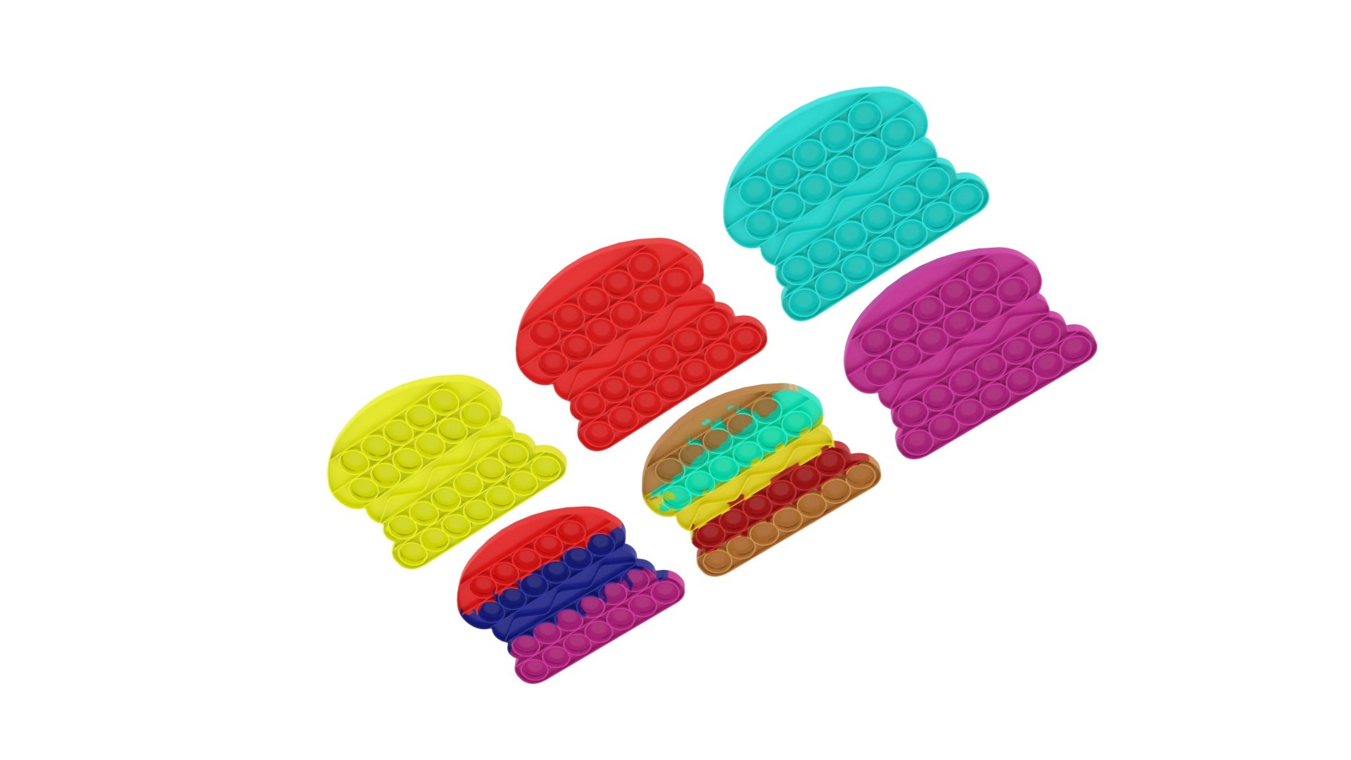 3D Burger Pop It Fidget Toys Set - TurboSquid 1792584