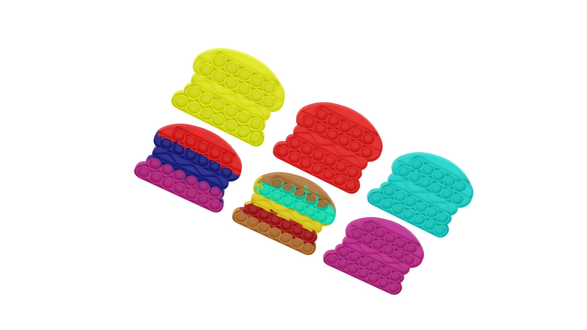 3D Burger Pop It Fidget Toys Set - TurboSquid 1792584