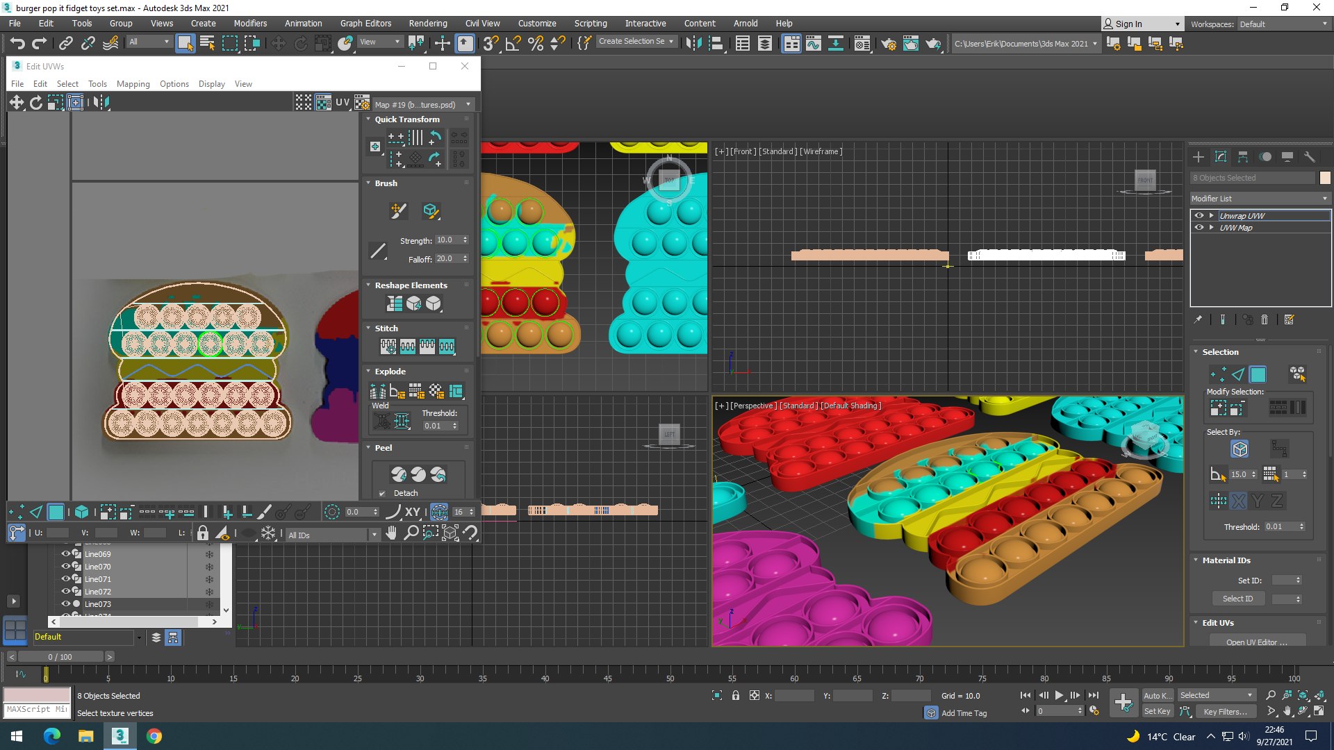 3D Burger Pop It Fidget Toys Set - TurboSquid 1792584