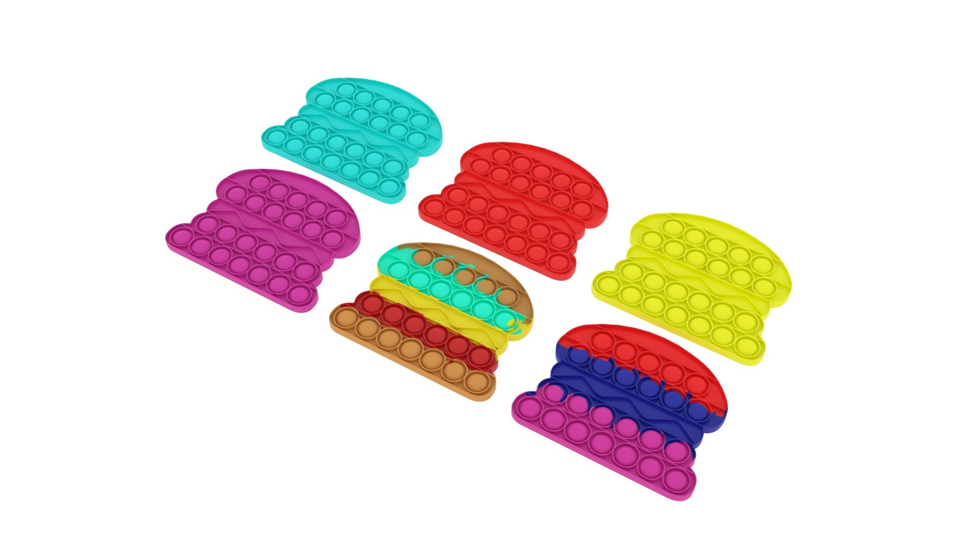 3D Burger Pop It Fidget Toys Set - TurboSquid 1792584