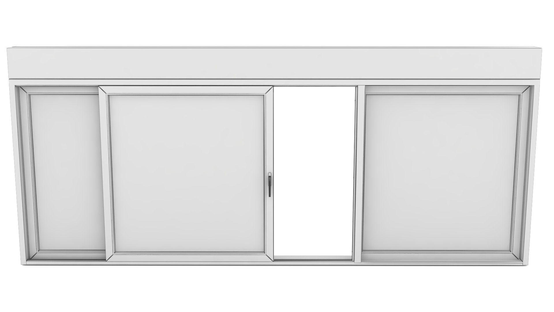 3D PVC Sliding Triple Bay Window - Full Wall Section Model - TurboSquid ...