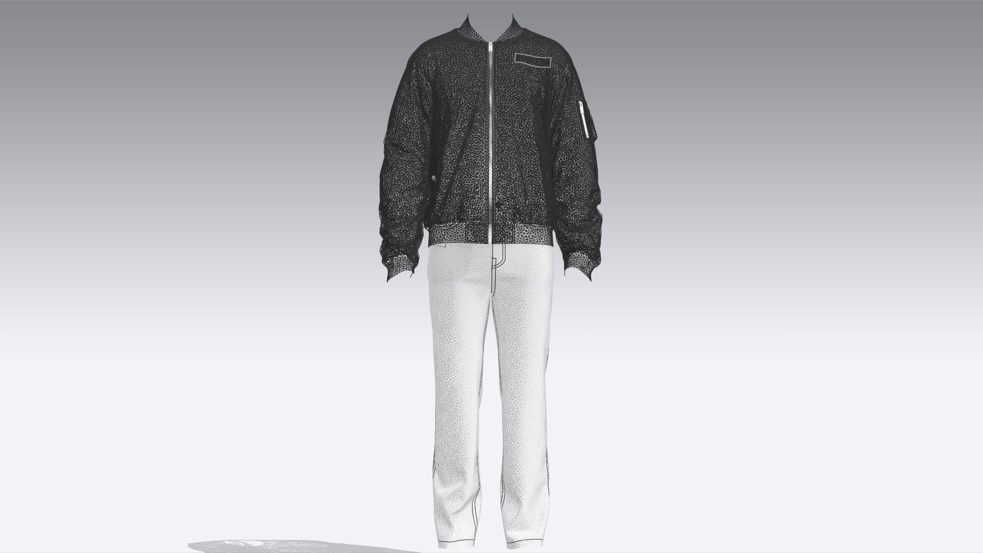Gathered Sleeve Bomber Jacket Outfit 3D Model - TurboSquid 2224401