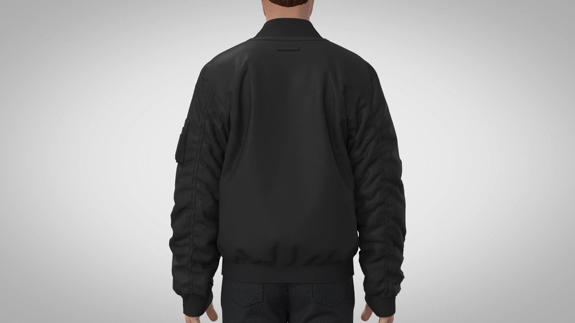 Gathered Sleeve Bomber Jacket Outfit 3D Model - TurboSquid 2224401