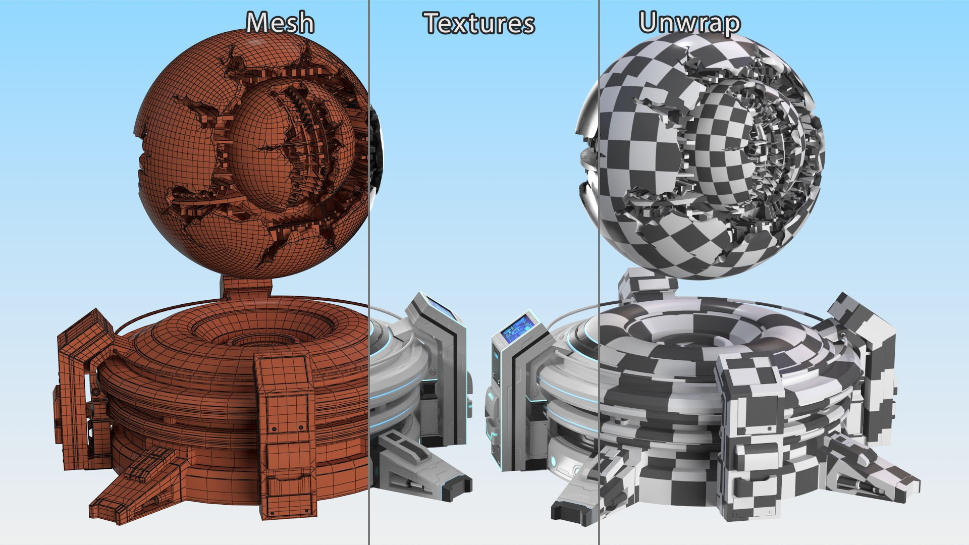 Futuristic Archive Sphere On Holographic Base 3D Model - TurboSquid 2371556