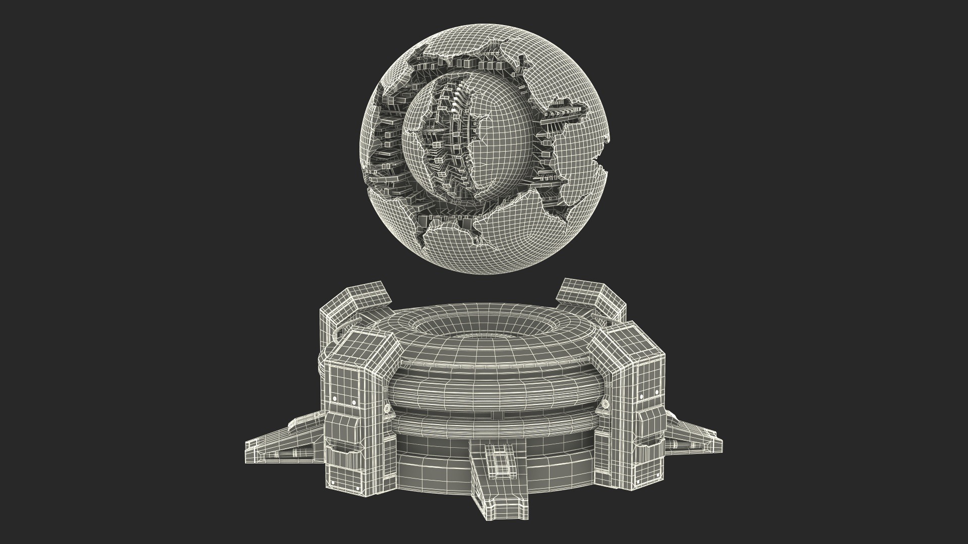 Futuristic Archive Sphere On Holographic Base 3D Model - TurboSquid 2371556