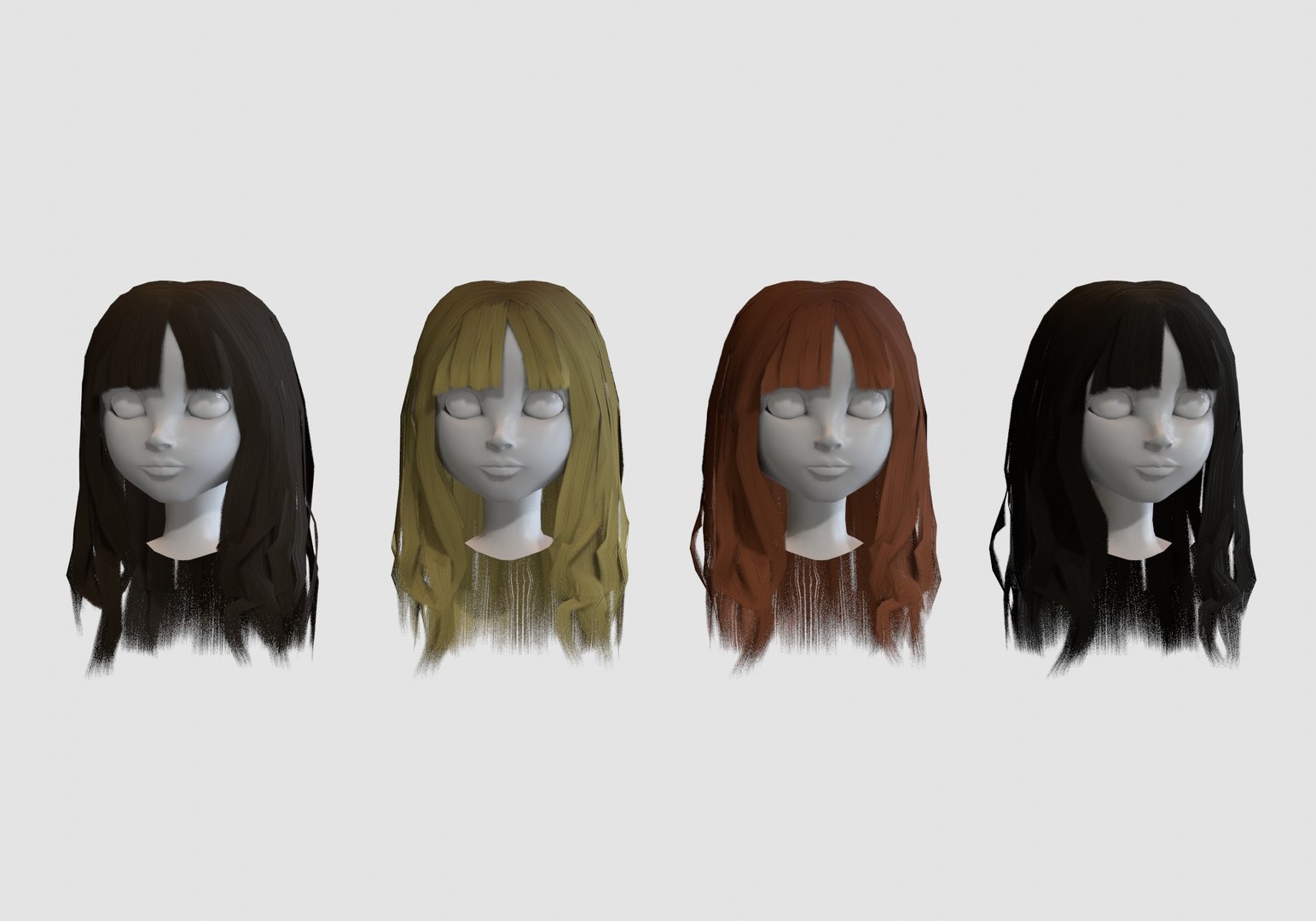 Hairstyle In 4 Colors 3D Model - TurboSquid 1899604