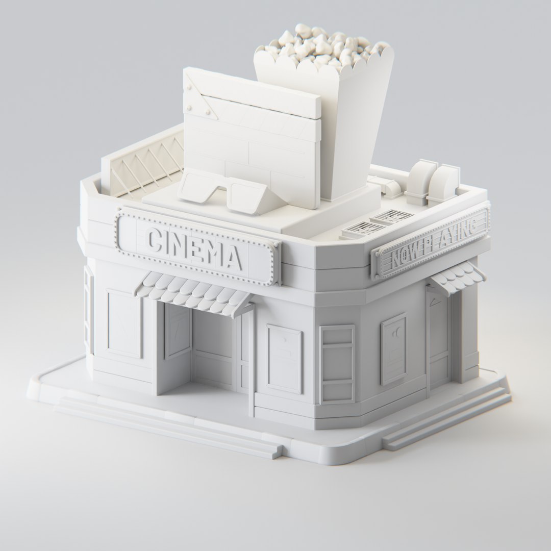 3D Simple Low Poly Cinema - TurboSquid 1933459
