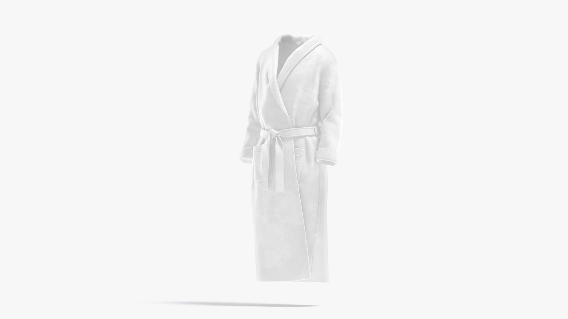White Hotel Bathrobe - Fabric Spa Bath Robe 3D Model - TurboSquid 2031233