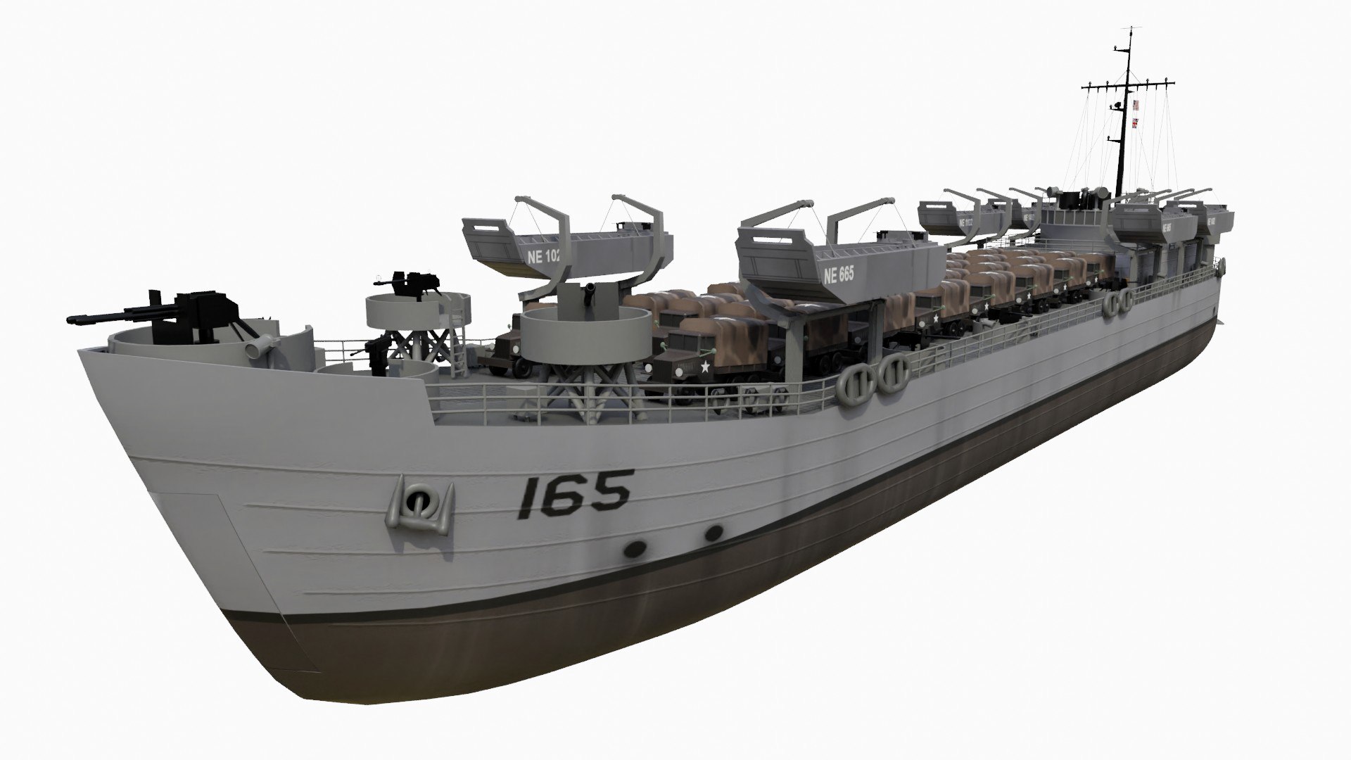 Lst Landing Transport Ship Boat 3d Model