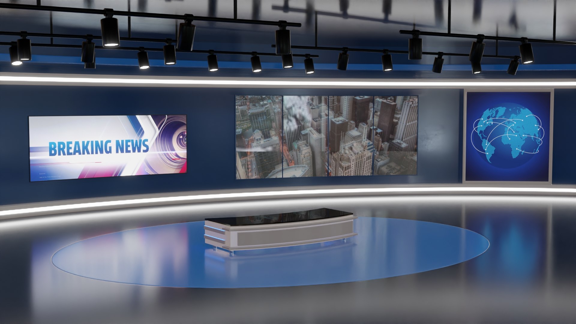 Virtual TV News Studio 3D Model - TurboSquid 2220967
