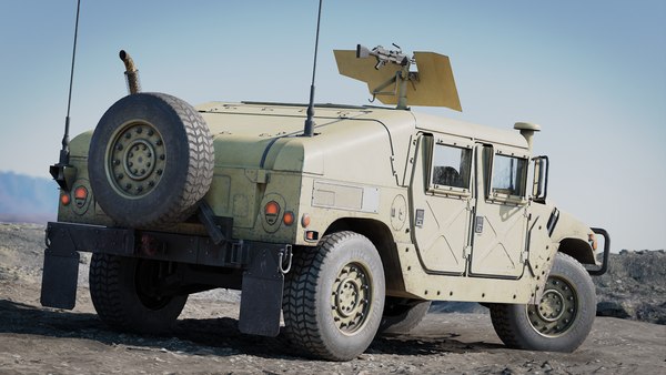 3D модель Бронеавтомобиль Humvee с интерьером в реальном времени ...
