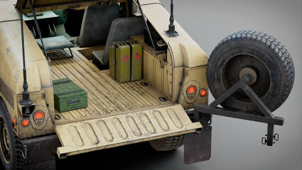 3D модель Бронеавтомобиль Humvee с интерьером в реальном времени ...