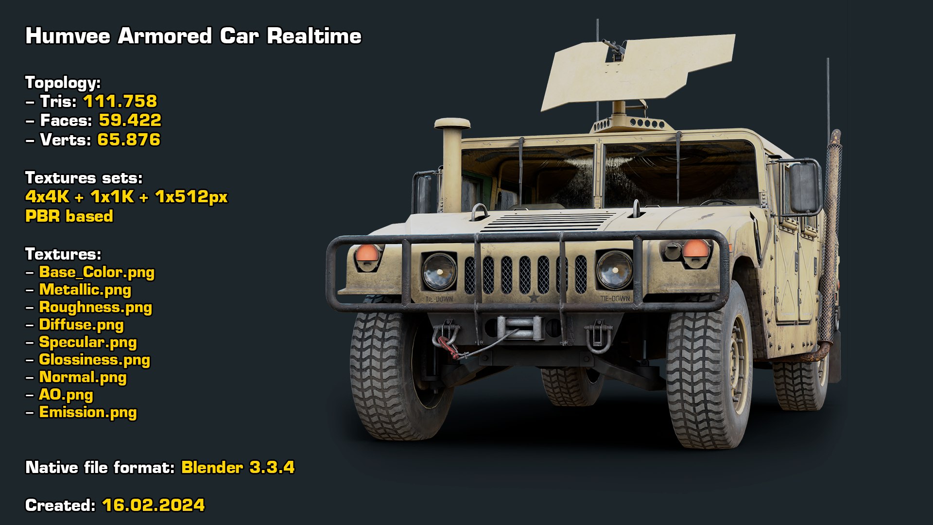 Humvee Armored Car With Interior Realtime 3D Model - TurboSquid 2190802