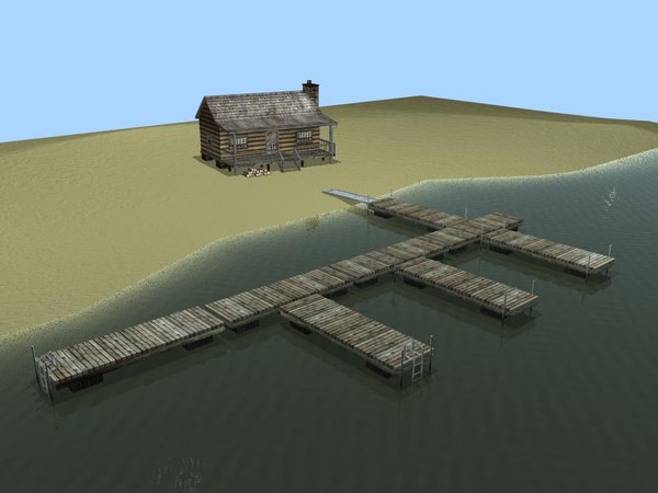 modelo 3d Log Cabin - Boat Dock GAME READY 360 View - TurboSquid 494087