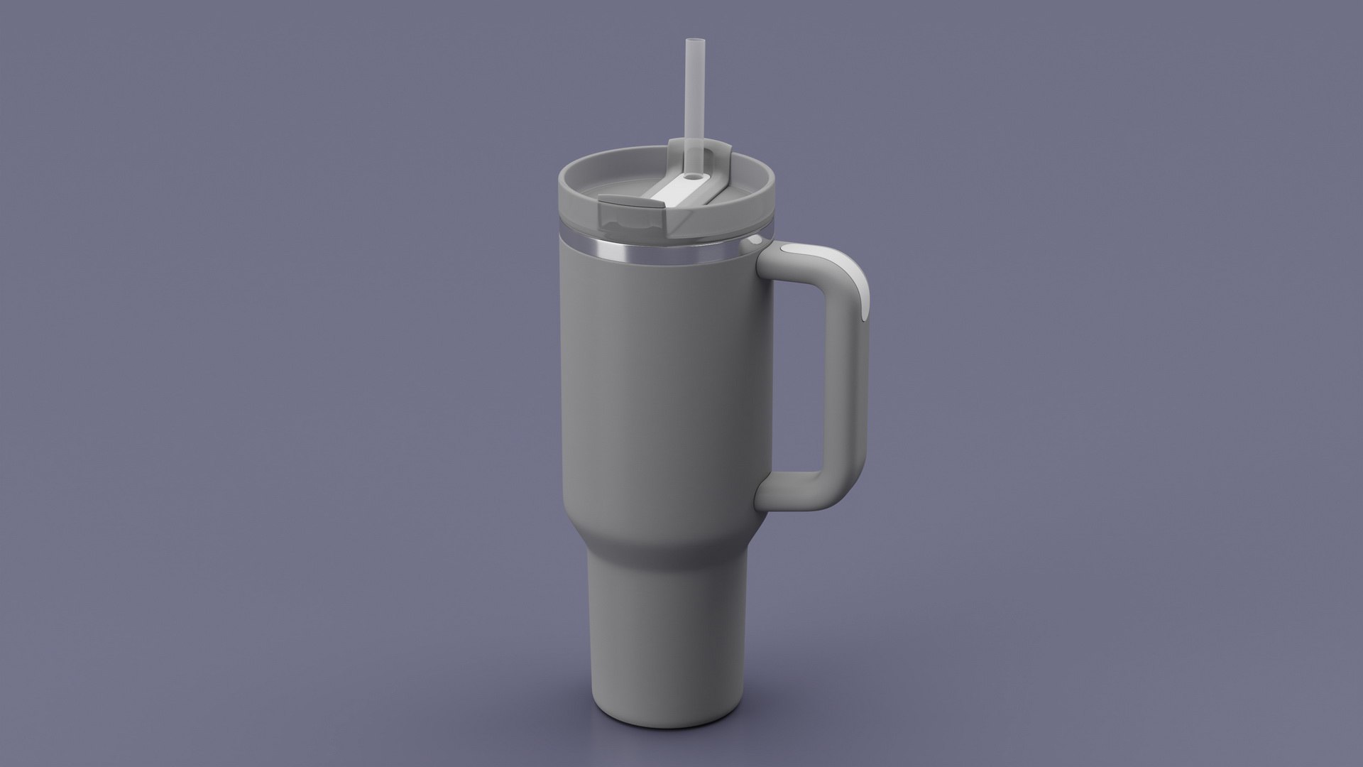 3D Insulated Travel Mug With Straw Grey Model - TurboSquid 2231263