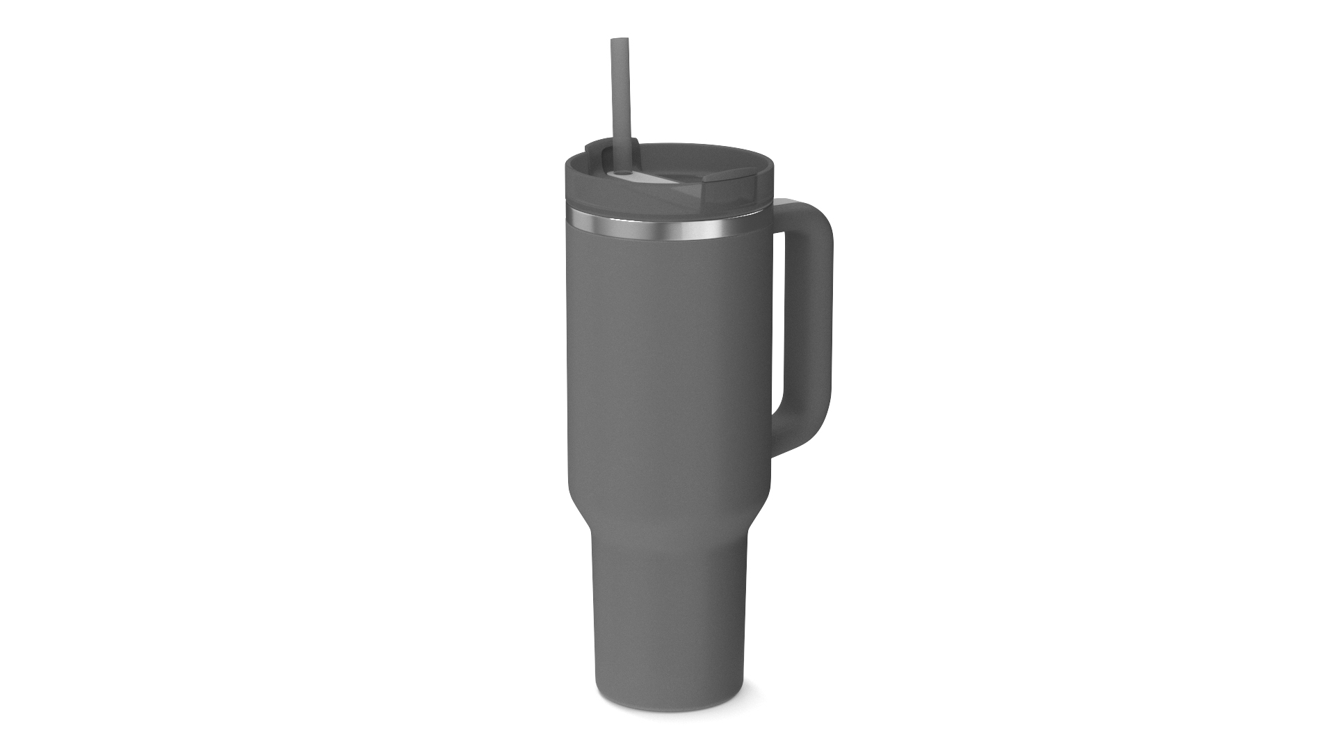 3D Insulated Travel Mug With Straw Grey Model - TurboSquid 2231263