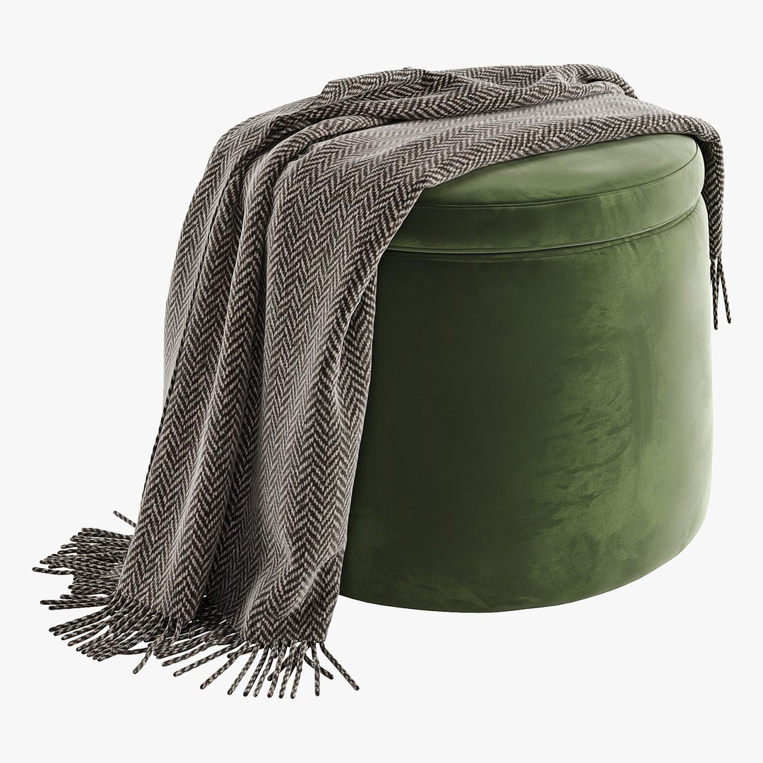 3D Benson Velvet Storage Ottoman - TurboSquid 2427152