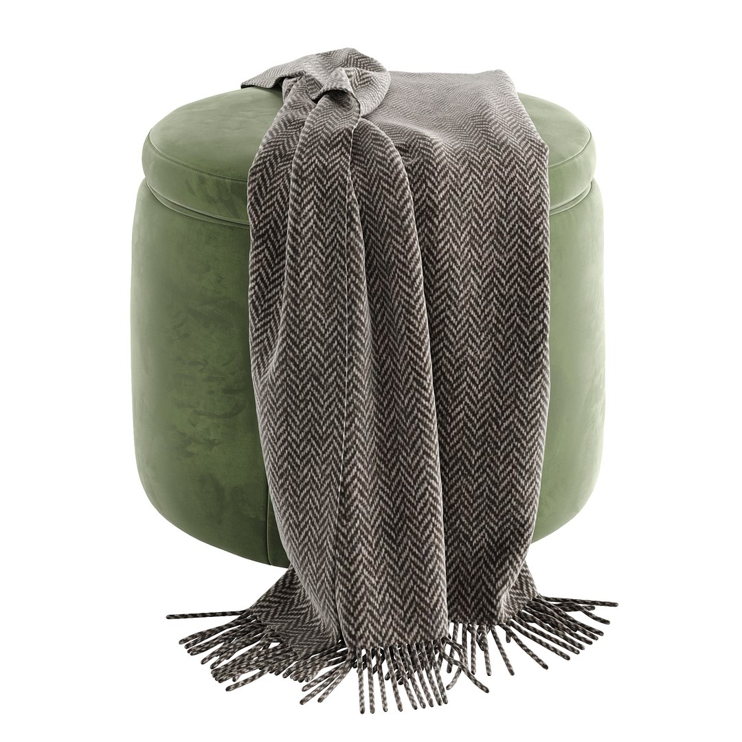 3D Benson Velvet Storage Ottoman - TurboSquid 2427152