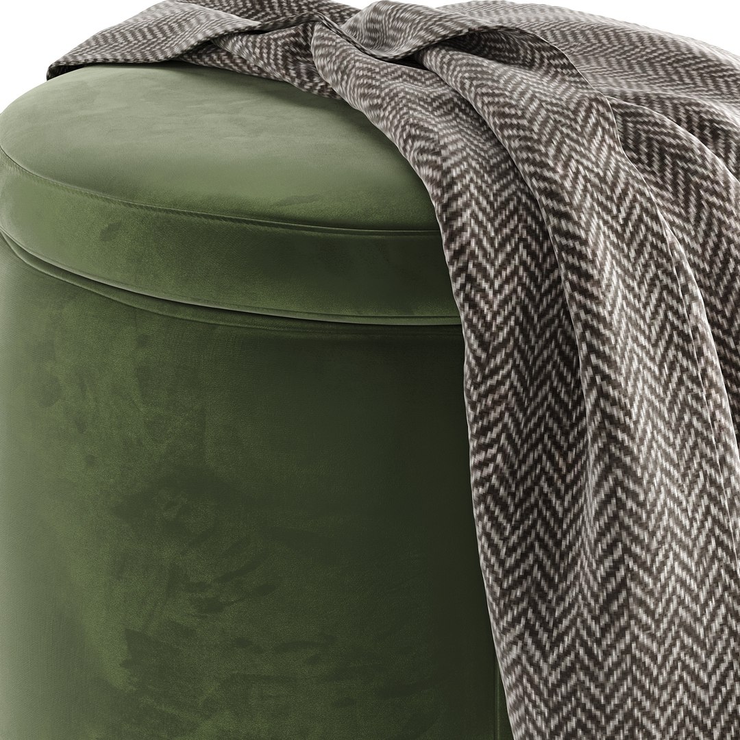 3D Benson Velvet Storage Ottoman - TurboSquid 2427152